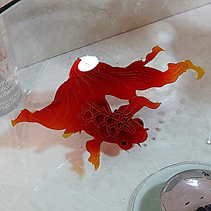 HM HomeMieco Clear Bathroom Sink Hand Painting Gold Fish Glass Vessel Sink Basin with Waterfall Faucet and Drain Combo,Round Glass Bowl Sink Above Counter Clear Bathroom Vessel Sink Set