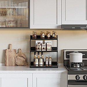 ZGO 3-Tier Bathroom Organizers and Storage Countertop, Makeup Organizer Countertop, Bathroom Counter Organizer, Tiered Tray Stand Make up Organizers for Counter Kitchen Countertop Organizer(Black)