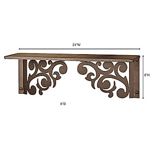 Touch of Class Noble Scrolls Metal Wall Shelf | Bronze | Scrolling Designs | Display Shelves for Bedroom, Living Room, Bathroom, Entryway, Office, Hallway