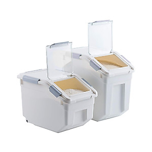 CITY BABY 2 Pack Airtight Flour Storage Container With Scoop,Dry Food, Sugar, Baking Supplies,Rice Container Set -BPA Free- Pet Food Storage Container,Dog Cat Birds Food Bin(13LB)