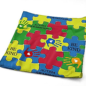 Colorful Heart Handprint Pizzle Be Kind Autism Awareness Hand Towels Microfiber Wash Cloth Facial Cleansing Face Cloth Super Absorbent Quick Dry Soft Durable Towel for Women Men 12x27.5in