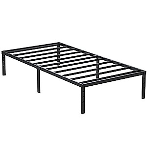 Maenizi Heavy Duty Twin Bed Frame No Box Spring Needed, 14 Inch Metal Platform Bed Frame Twin Support Up to 2500 lbs, Easy Assembly, Noise Free, Black