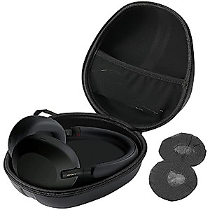 ProCase Headphone Case for Sony Beats Philips Bose JBL Maxell Panasonic, Audio Technica and More, Travel Carrying Bag with 2 Earpad Covers for Over Ear Headphones –Black