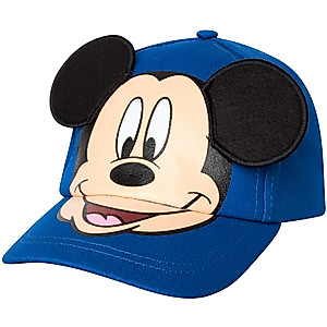 Disney Boys' Mickey Mouse Baseball Cap - 3D Ears Curved Brim Strap Back Hat (4-7), Size 4-7 Years, Mickey Mouse Ears Blue