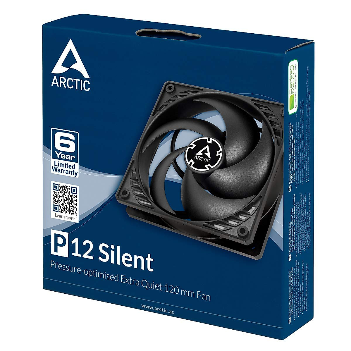 ARCTIC P12 Silent - PC Fan, 120mm Case Fan, Pressure-optimised, Very Quiet Motor, Computer, Fan Speed: 1050 RPM - Black
