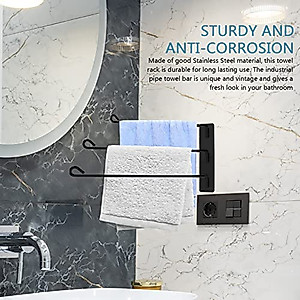 UPKOCH Swing Arm Towel Rack Wall Mount Towel Rack Stainless Steel Towel Bar Rotation Space Saving Towel Racks Swivel Hand Towel Bar for Home Kitchen Bathroom Accessories