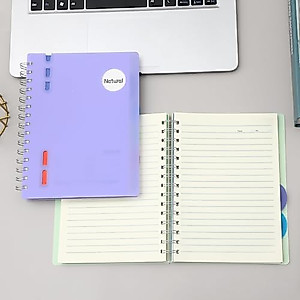 Yoment 5 Subject Notebook with Tabs Dividers Small Spiral Notebook, 6" X 8" Lined Journal Notebooks for School Office Work, 206 Pages Notebooks for Women Men School Meeting,Purple