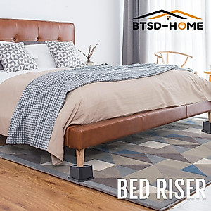 BTSD-home Furniture Risers 2 Inch Bed Risers Heavy Duty Adjustable Dorm Bed Lifts Risers Table Desk Chair Leg Extenders 4 Pack Black