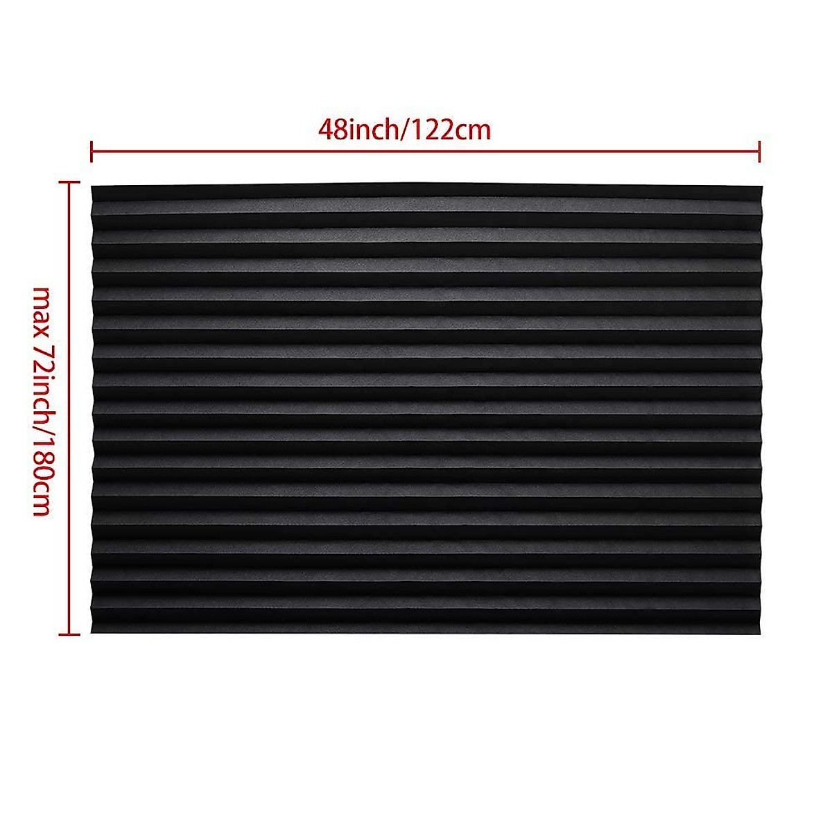 LUCKUP 1 Pack Cordless Blackout Pleated Fabric Shade, Easy to Cut and Install, with 2 Clips (48"x72" - 1 Pack, Black)