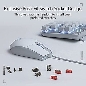 ASUS ROG Strix Impact II Moonlight White Gaming Mouse | Ambidextrous and Lightweight Design, 6200 DPI Optical Sensor, Push-Fit Hot Swappable Switches, Aura Sync RGB Lighting, Minimal Design