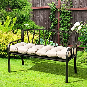 Giantex Outdoor Bench Cushion, 52 x 19.5 Inch Thick Tufted Patio Cushion Pads for Garden Sofa Settee Couch, Loveseat, Waterproof Patio Furniture Swing (Beige)