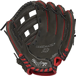 Rawlings | MARK OF A PRO LITE Youth Baseball Glove | Right Hand Throw | 11" - Pro H-Web | Black/Grey