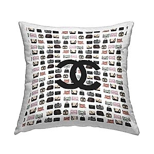 Stupell Industries Chic Fashion Brand Symbol Purses Outdoor Printed Pillow, 18 x 18, Multi-Color