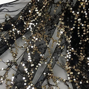 1 Meter Sequins Mesh Tulle Fabric for Sewing Crafts Dresses Costume Embroidery Tassel Lace Wedding Party Decoration