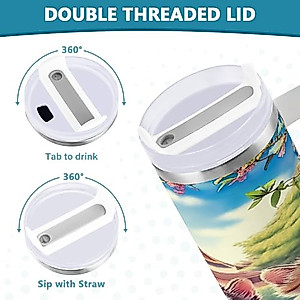 RPLIFE Kittens Wagon 40 Oz Tumbler, Stainless Steel Tumbler with Straw, Tumblers for Women