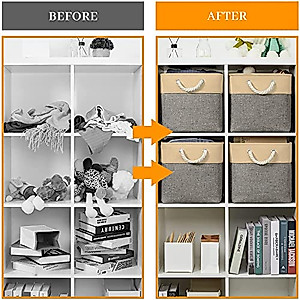 MEGACRA Fabric Storage Baskets 13x13x13 Storage Cubes Collapsible Storage Bins Basket [3-Pack] with Sturdy Handles Fabric Storage Bin Organizational Baskets for Shelves Clothes Toys Books, Office, Nursery Perfect Organization and Storage