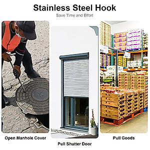 38cm Utility Tool Stainless Steel Manhole Cover Hook T Hook Manhole Tool Manhole Lift Hooks T- Handle Meat Boning Hook for Trampoline Pull Springs Open Manhole Covers Hook Tool