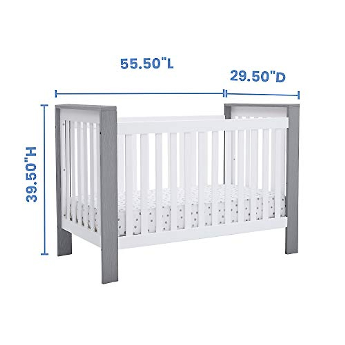 Delta Children Miles 4-in-1 Convertible Crib, Greenguard Gold Certified, Bianca White/Textured Cloud