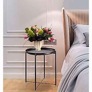 okugafit Outdoor Side Table, Patio Table, Small Outdoor Table for Patio Living Room Bedroom Balcony-Black