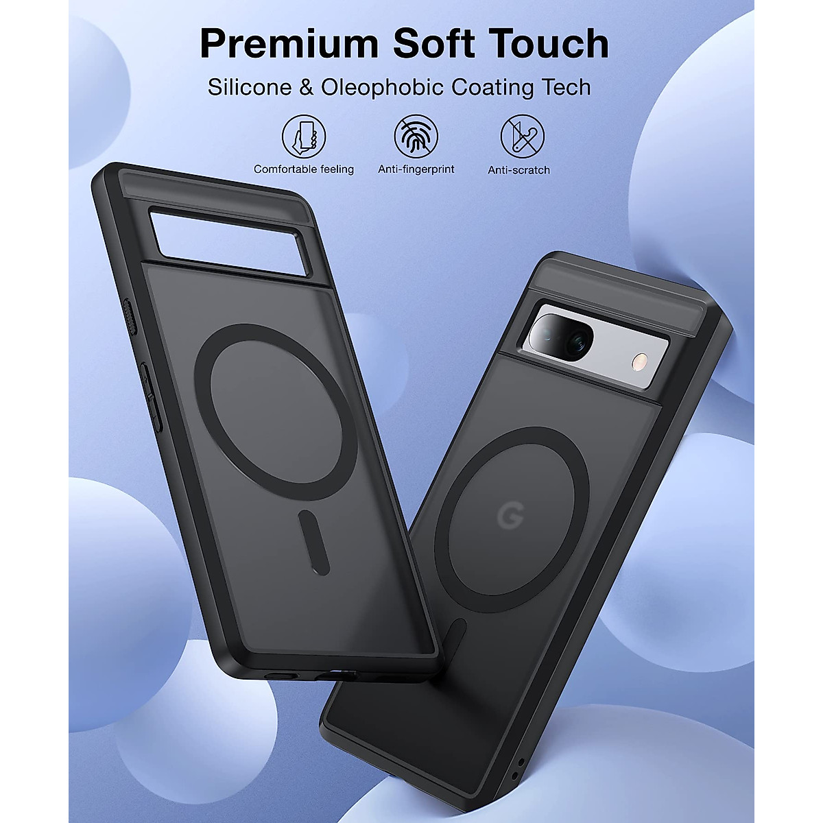 FNDMIL NO.1 Magnetic for Google Pixel 7a Case [Compatible with MagSafe][Anti-Fingerprint][Slim Fit][Military Shockproof] Translucent Matte Hard Back Pixel 7a 5G Phone Cover, Black