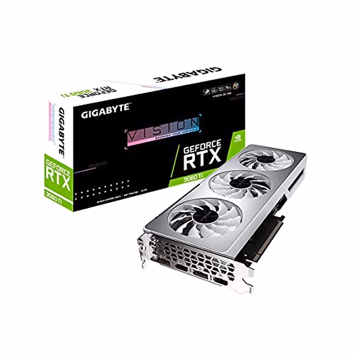 GIGABYTE GeForce RTX 3060 Ti Vision OC 8G Graphics Card, WINDFORCE 3X Cooling System, LHR, 8GB 256-bit GDDR6, GV-N306TVISION OC-8GD REV2.0 Video Card