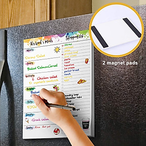 Weekly Meal Planner - Undated Magnetic Notepads with Grocery List, 7" x 9",52 Weeks, Meal Planning Pad for Refrigerator Door with Tear-Off Shopping List, Hanging Food/Menu Organizer Notepad