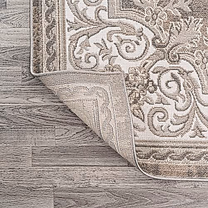 JONATHAN Y MDP401A-4 Rosalia Cottage Medallion Indoor Area-Rug Vintage Bohemian Easy-Cleaning Bedroom Kitchen Living Room Non Shedding, 4 ft x 6 ft, Ivory/Navy