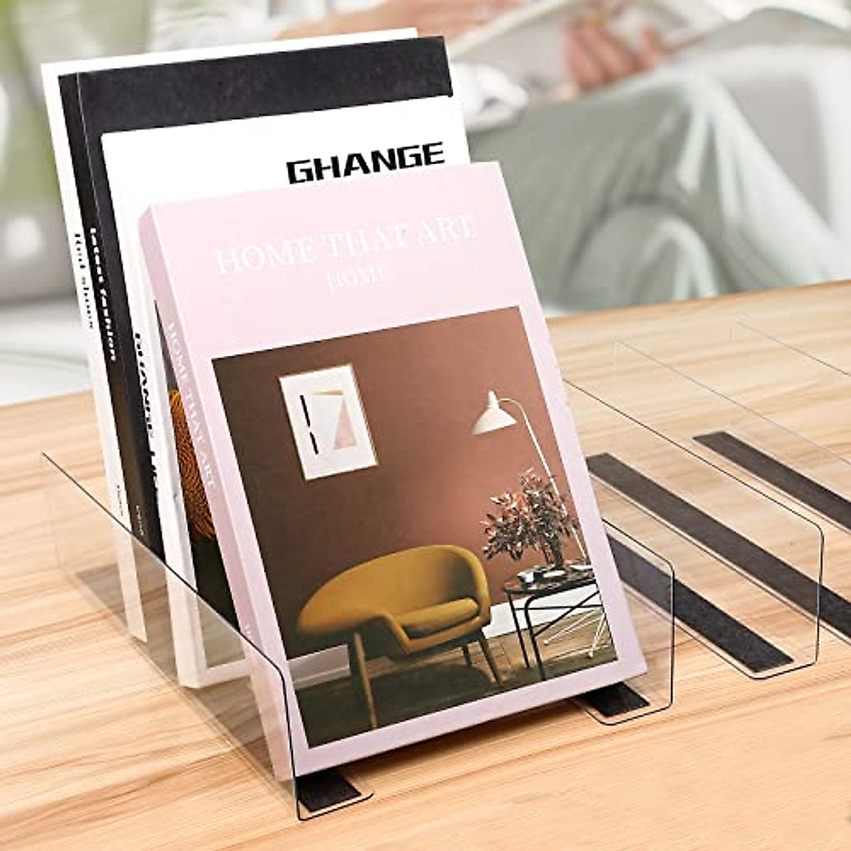 ULTECHNOVO Clear Shelf Dividers, Plastic Shelf Divider- 5PCS Shelf Separator with Magnetic Side- Firmly Standing Clear Shelf Clapboard for Cabinets Shelf Store Goods