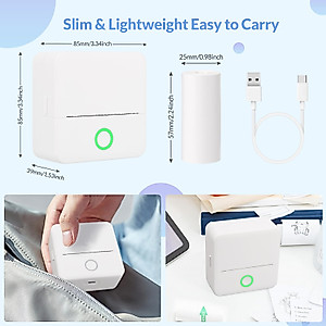 Label Maker Machine with Tape, Portable Bluetooth Label Printer, Small Smart Phone Handheld Sticker Mini Labeler Multiple Templates Font Icon Easy to Use Inkless Rechargeable F Office Home