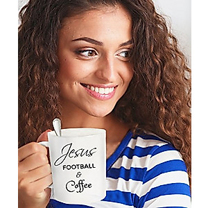 Jesus Football and Coffee Mug - Christian Present for Women, Men, Mom, Dad, Son, Daughter, Husband, Wife, Him, Her - Stocking Stuffer Birthday Present - Inexpensive Gift for Coworkers