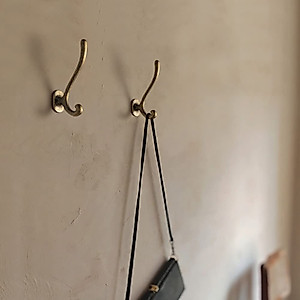 Goo-Ki Vintage Retro Antique Brass Zinc Alloy Coat Hooks - Affordable Luxury Coat Hoooks Hardware for Bedroom, Kitchen, 6 Pack