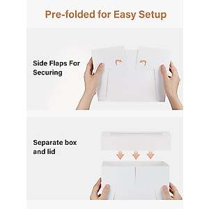 Kootek 10 Sets Cake Boxes 10 inch, 10x10x8 Inches White Bakery Box with Boards, Tall Cake Cardboard Containers for Multi-Layer Cakes, Cake Decorating for Mother's Day