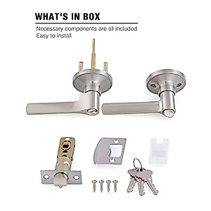 GITRANG (3 Pack) Door Levers Interior Keyed Alike Entry Front/Bedroom Door Handles for Left and Right Opened Door with Lock and Keys Set in Satin Nickel