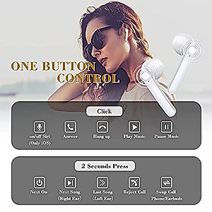 Wireless Earbud Bluetooth 5.0 Headphones Built in Mic in Ear Buds Noise Canceling 3D Stereo Air Buds Earbud Fast Charging, IPX8 Waterproof for Android/Samsung/iPhone - (White)