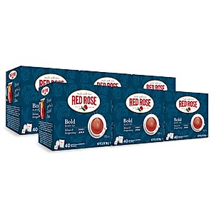 Red Rose Bold Black Tea Specially Blended Strong Black Tea with 40 Individually Wrapped Tea Bags Per Box (Pack of 6) Contains Caffeine Brew Hot/Cold Original Black Tea