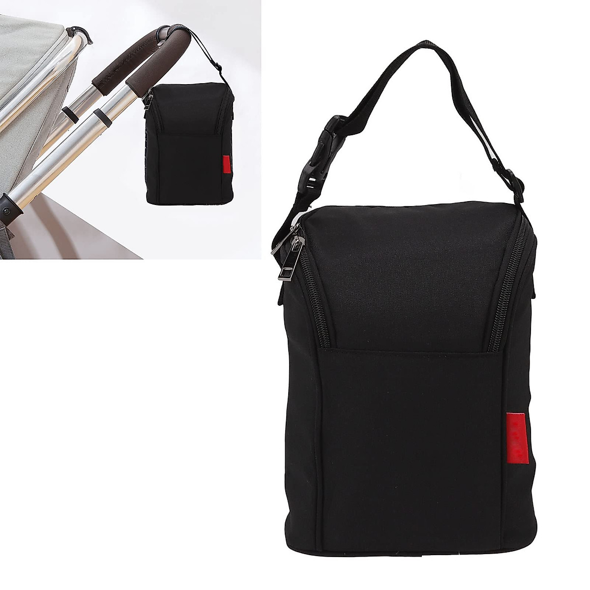 Alomejor Baby Bottle Cooler Bag Portable Cooler Bag Bottle Storage Bag Waterproof Nylon Insulation Tote Pouch for Outdoor (Black)