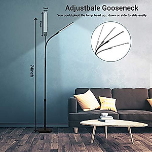 NXONE Led Floor Lamp,Modern Reading Adjustable Standing Height 4 Colors and Stepless Brightness Work Lamp for Living Room Bedroom Reading£¬Black