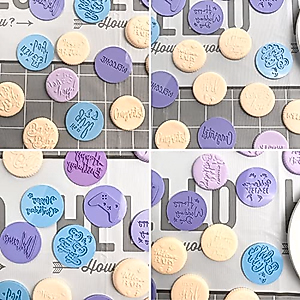 Crethinkaty 2 Pieces Happy Birthday Fondant Embosser 3D Design Cookie Stamp for Baking Cookies,Decorating Cake/Sugar Paste/Cupcake