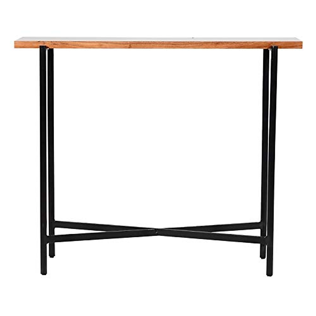 Alaterre Furniture Rivers Edge 36" Acacia Wood and Acrylic Narrow Console Table