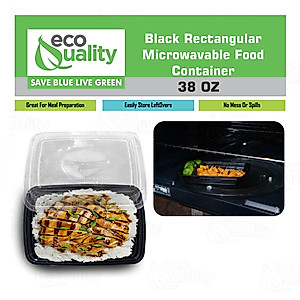 EcoQuality 38 oz Reusable Food Storage 25 Pack Containers with Lids Rectangular BPA Free Freezer, Microwave & Dishwasher Safe – Airtight & Watertight Stackable, Lunch Meal Prep, To-Go, Bento Box