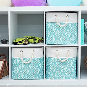 Cozyaver Storage Baskets Fabric Basket,13x13x13 inch Storage Containers for Bedroom Decor Book Shelves Organizer(Blue forest, Large 3 Pack)