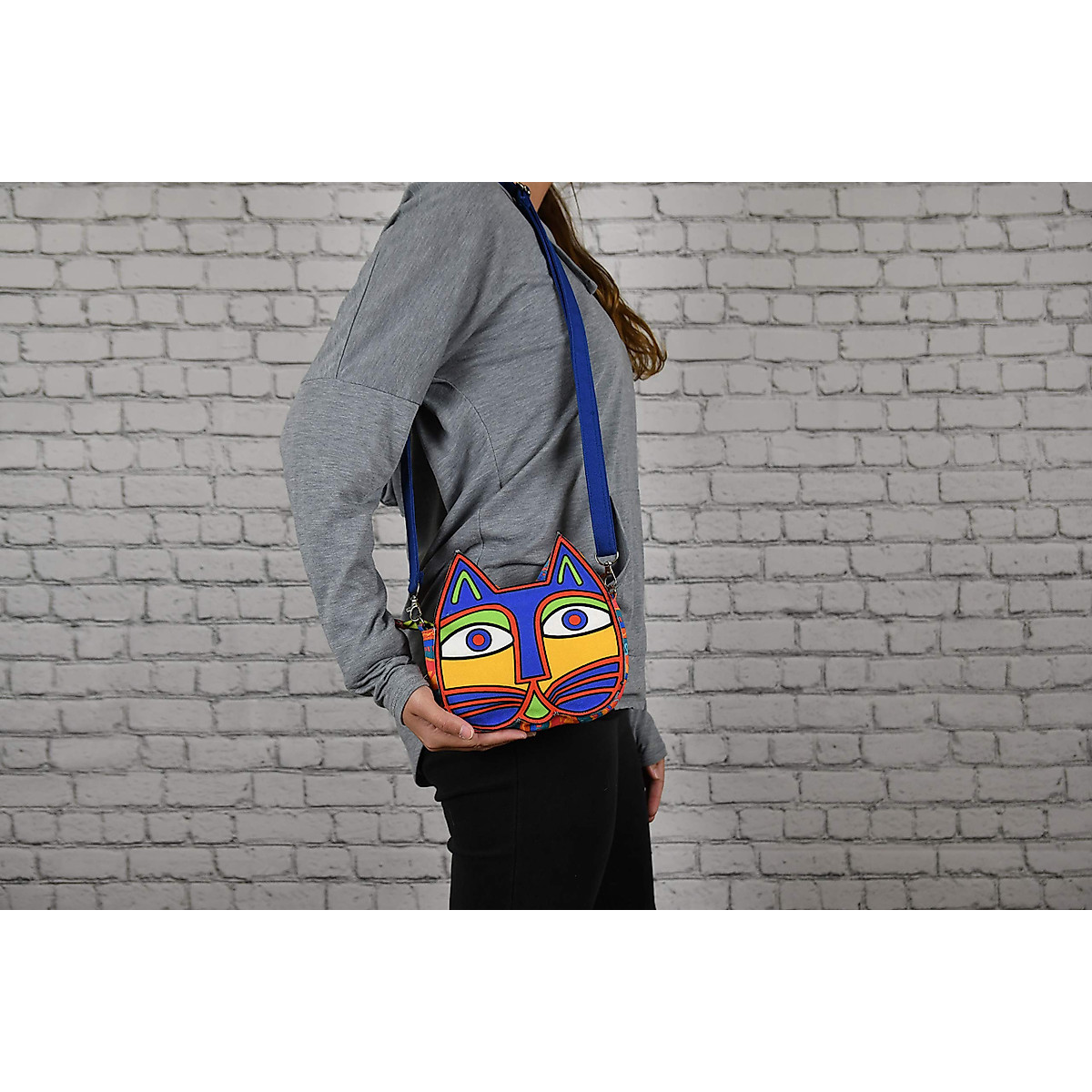 Cat-On-the-Bag A-Mews-Ing Kitty Face Fun Colorful Cat Crossbody Bag | One Pocket Sling Bag Cat Purse | Cute Gifts for Cat Lovers for Everyday Use, Travel, and More