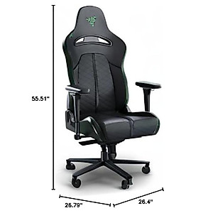 Razer Enki Gaming Chair: All-Day Gaming Comfort - Built-in Lumbar Arch - Optimized Cushion Density - Dual-Textured, Eco-Friendly Synthetic Leather - Reactive Seat Tilt & 152-Degree Recline - Green