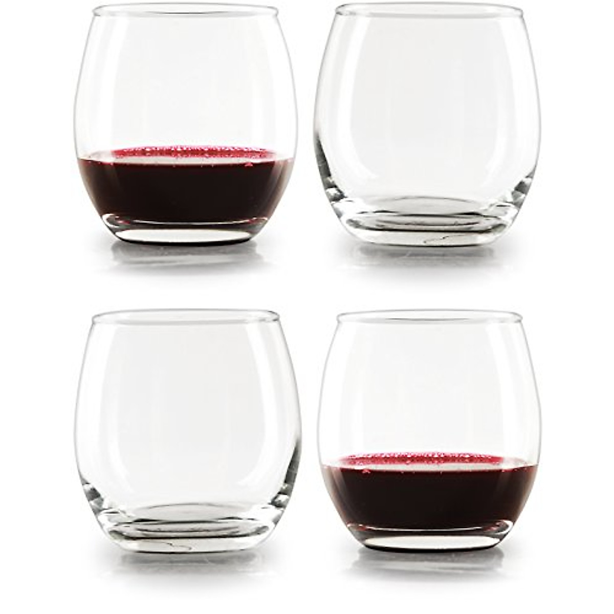 Circleware Downtown Stemless Wine Lead-Free Glass Cups for Bar, Water, Juice, Whiskey & Beverage Drinks, 4 Count (Pack of 1), Clear