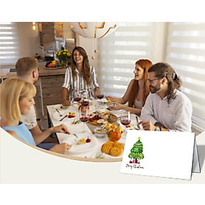 25 Pack Place Cards, Editable Name Cards for Table Seating, Christmas Holiday Party Tent Style Cards for Baby Shower, Birthday Party, Party Decoration and Supplies-LE05