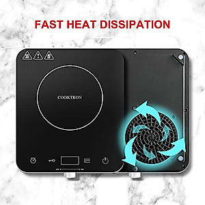 COOKTRON Single Induction Cooktop Countertop Burner with Fast Warm-Up Mode, 10 Temperature 9 Power Settings, Portable Induction Cooker Cooktop 1800w with Child Safety Lock & Timer