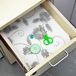 RAY STAR Shelf Liner, Non-Adhesive Refrigerator Liners for Shelves 12*120 inch, Vinyl Shelf Drawer Liner Non-Slip Bathroom Cabinet Liner for Kitchen/Storage/Desks (Floral)