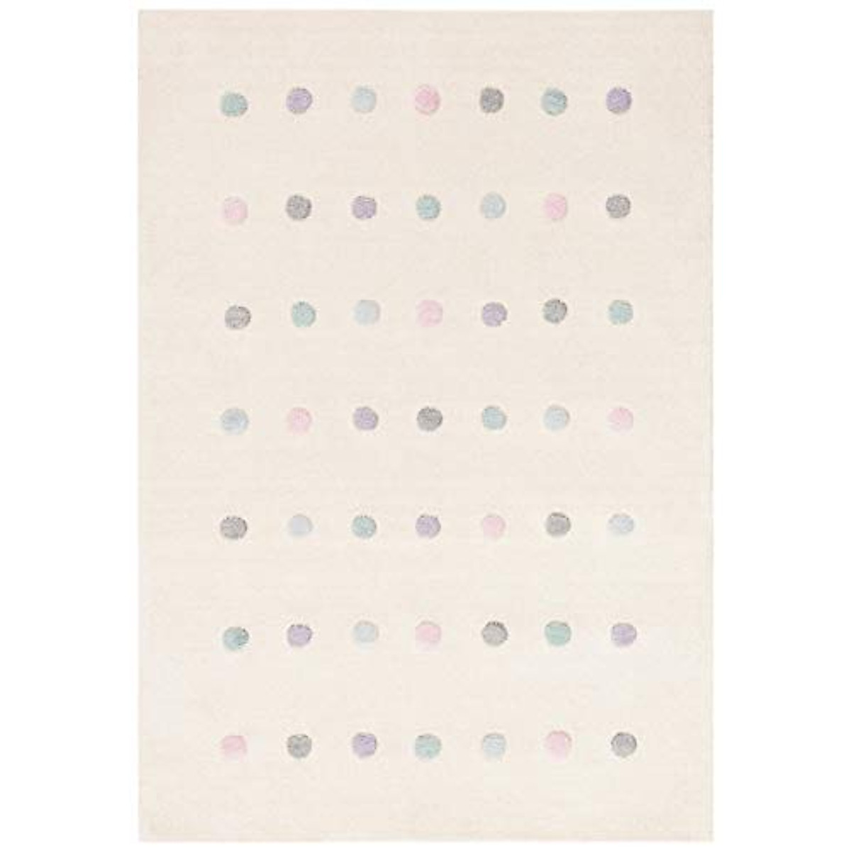 SAFAVIEH Kids Collection 4' x 6' Ivory SFK805A Handmade Polka Dot Wool Area Rug