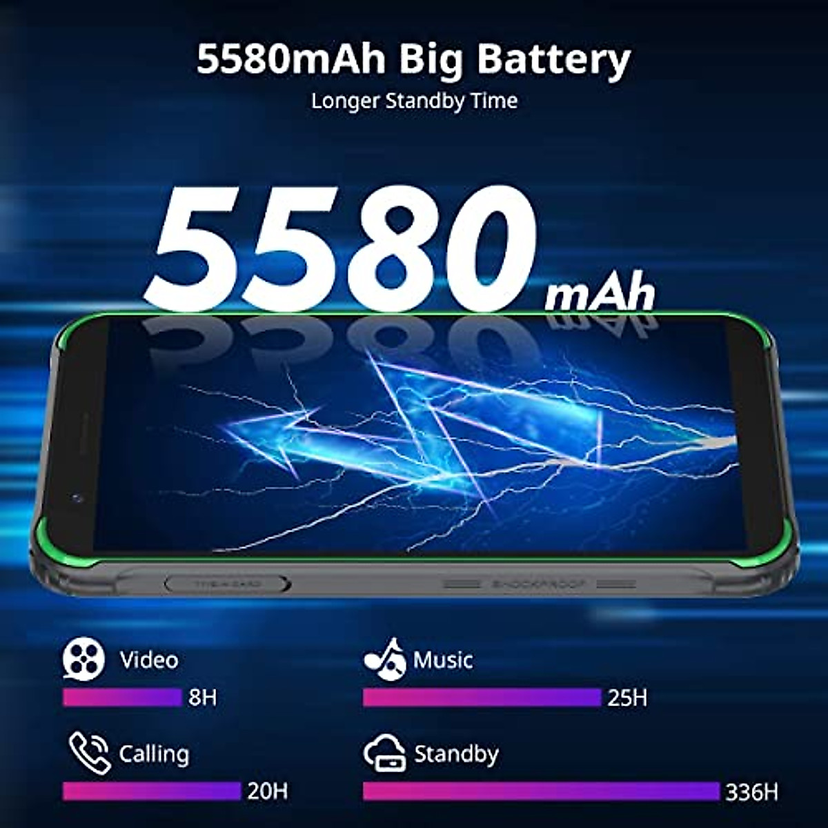 Blackview Rugged Smartphone Unlocked, BV4900 Rugged Cell Phones IP68 Waterproof Drop Proof, 5.7" FHD Display, 5580 mAh, 3GB + 32GB, NFC, GPS Dual SIM Unlocked Mobile Phone for T-Mobile