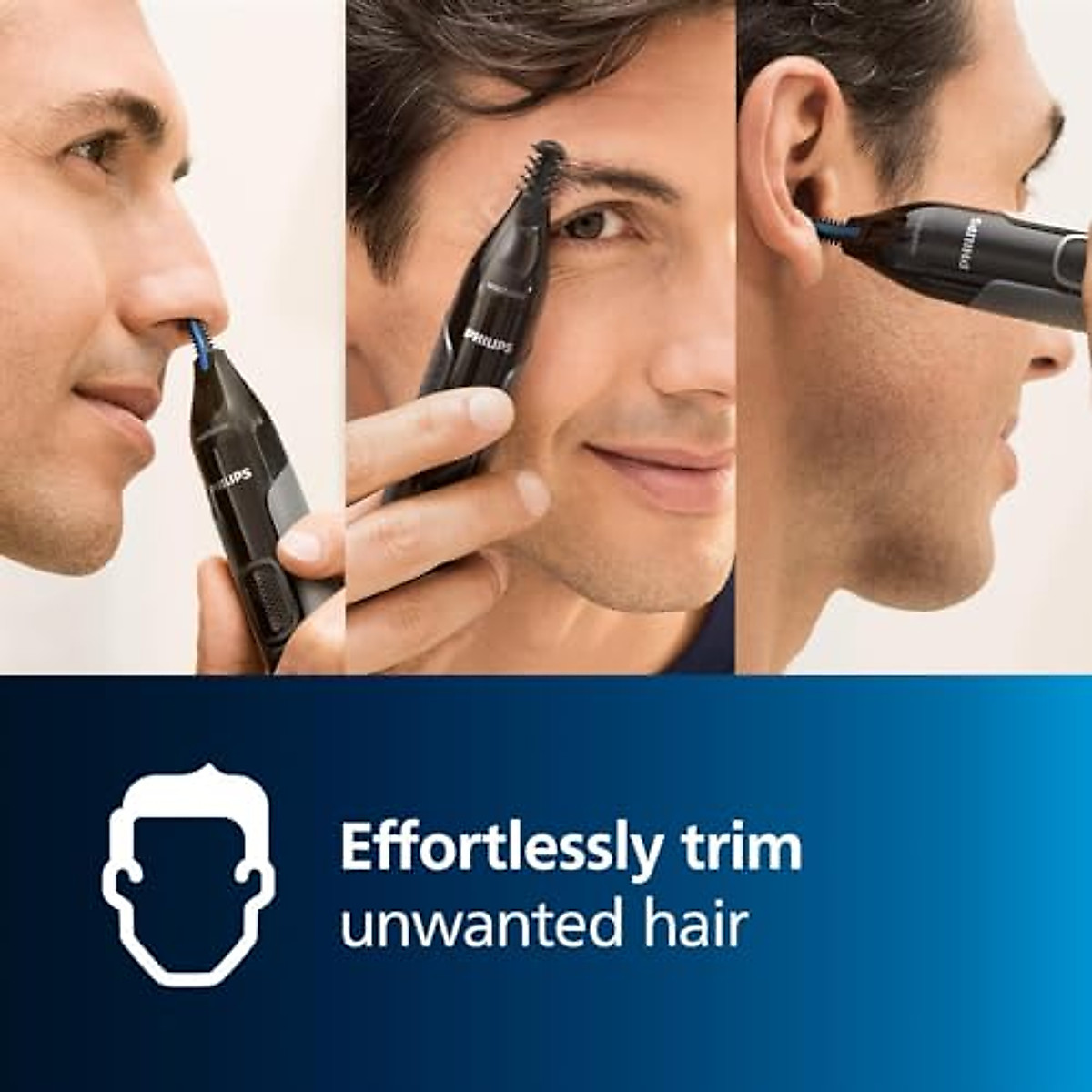 Nose Hair Trimmer, Series 3000 Nose, Ear and Eyebrow Trimmer Showerproof with Protective Guard System, Battery-Operated, No pulling Guaranteed - NT3650/16